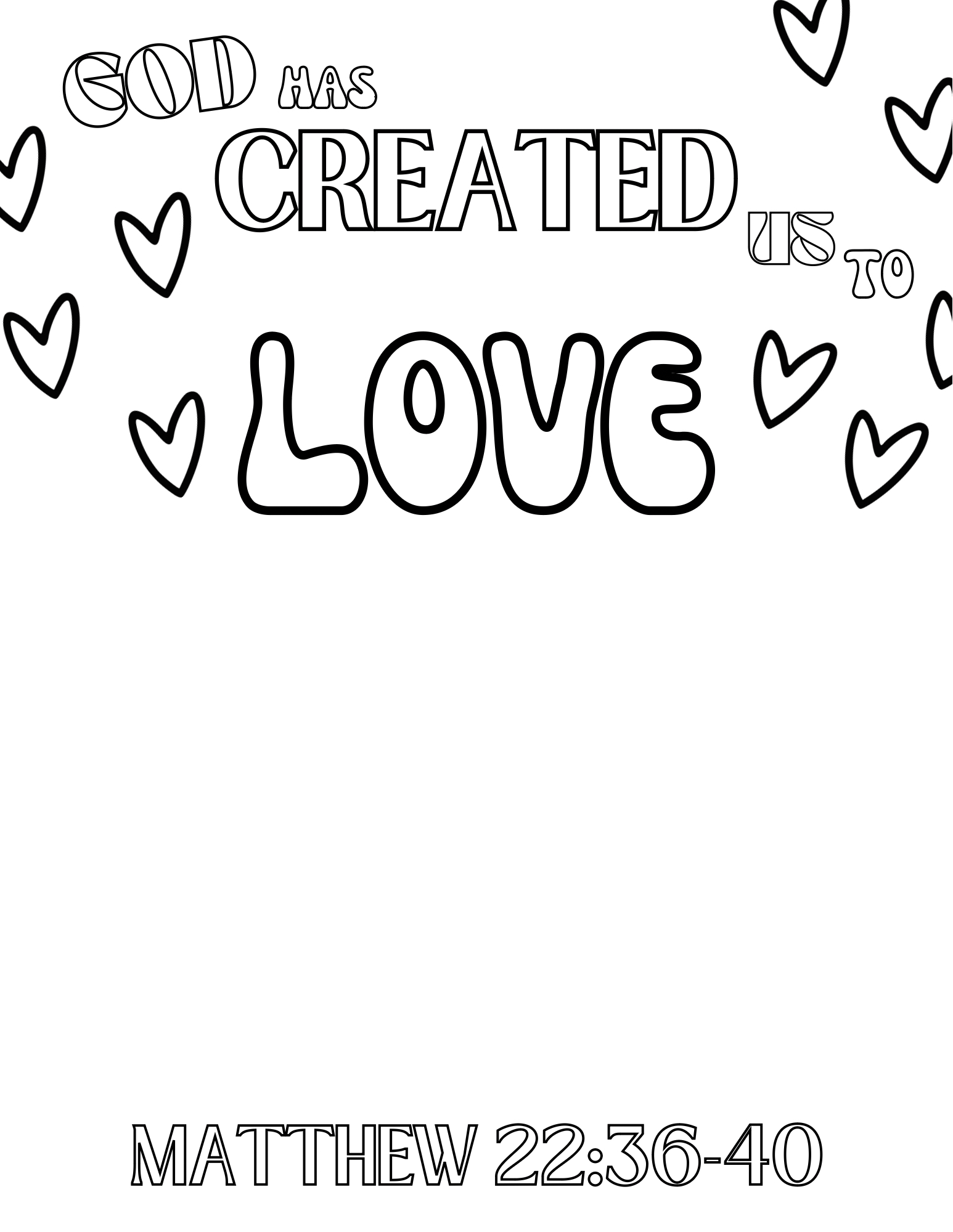 Coloring Sheet - Matthew 22:36-40 - GO! Curriculum